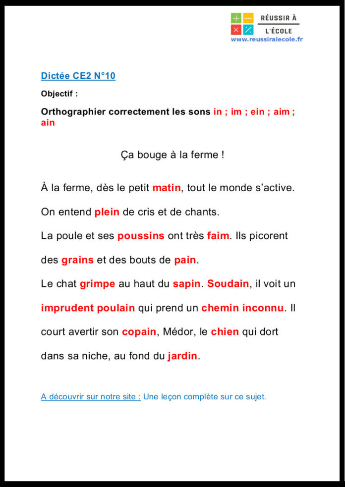 Dictée A Imprimer _ Textes De Dictées À Imprimer – MDYWI