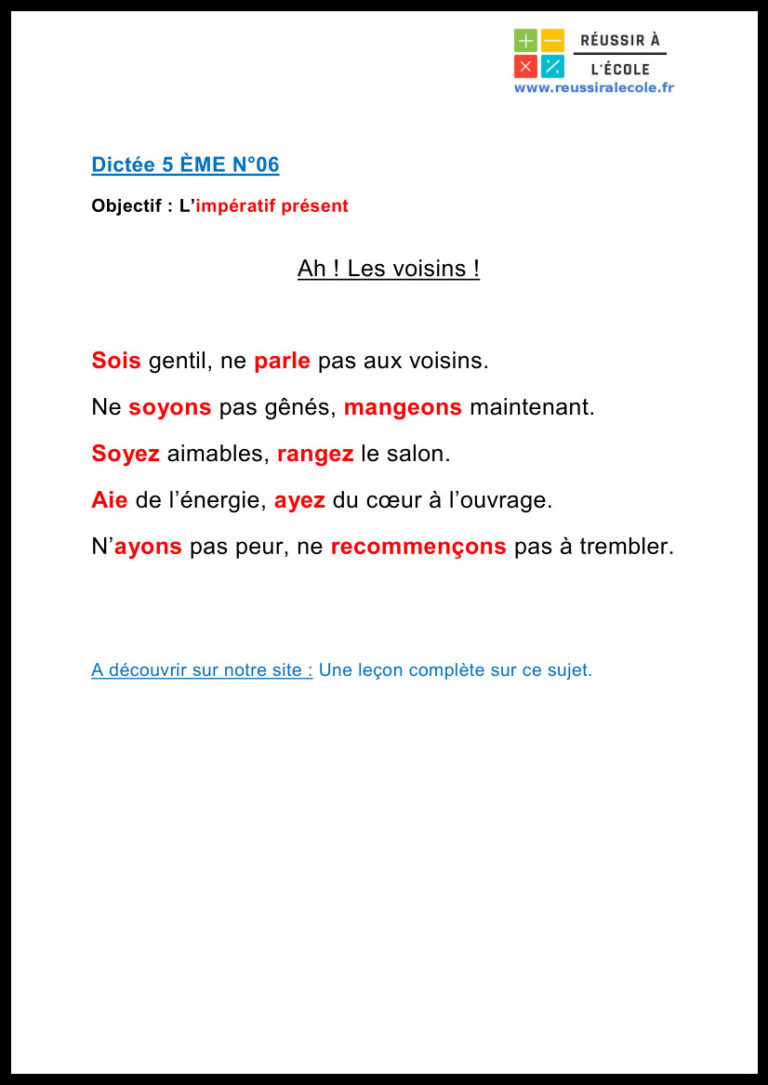 Dictée 5ème | 11 exercices gratuits à imprimer