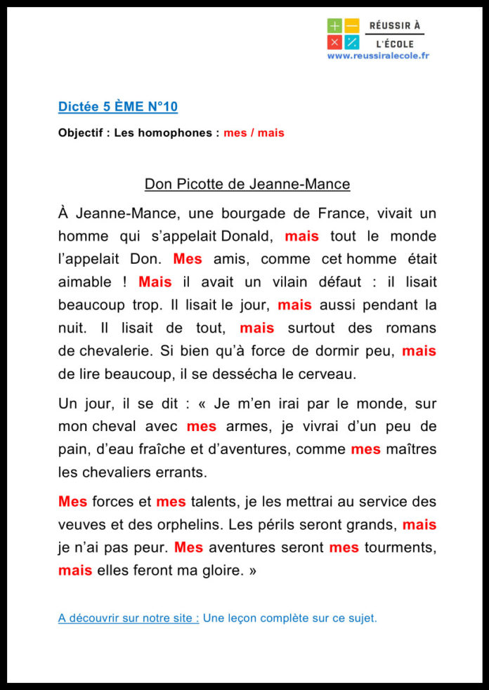 Dictée 5ème | 11 exercices gratuits à imprimer