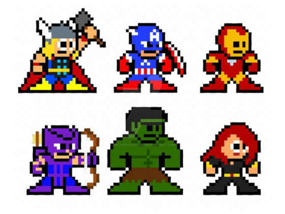 Pixel Art Marvel :Pixel Art Marvel : 50 modèles à imprimer