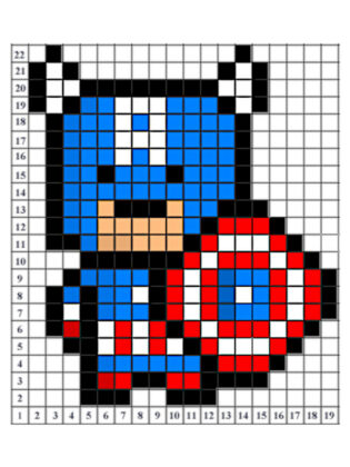 Pixel Art Marvel Facile – Pixel Art Avenger A Imprimer – TBPNUG