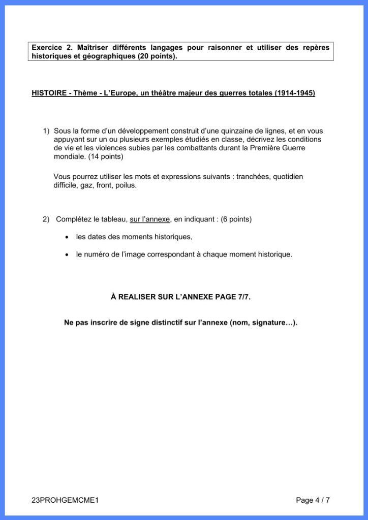 Sujet Histoire Brevet 2023 et sa Correction à imprimer
