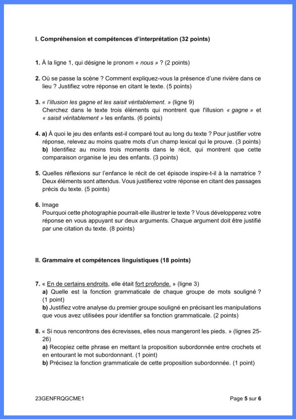 Sujet Francais Brevet 2023 et sa Correction à imprimer