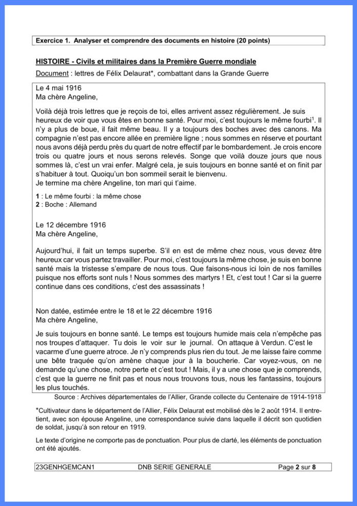 Sujet Histoire Brevet 2023 et sa Correction à imprimer