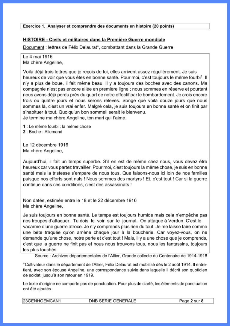 Sujet Histoire Brevet 2023 et sa Correction à imprimer