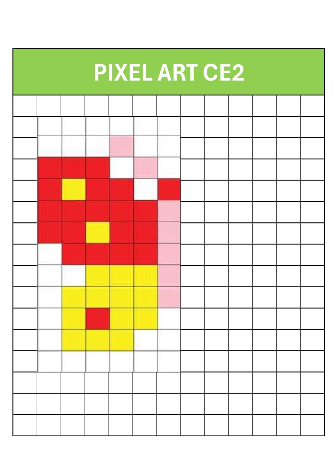 Pixel Art CE2 : 16 modèles à imprimer (JPG et PDF)