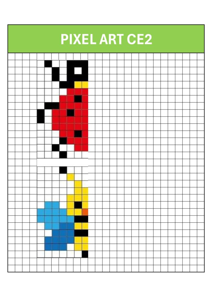 Pixel Art CE2 : 16 modèles à imprimer (JPG et PDF)