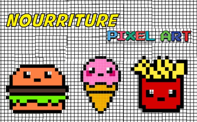 Pixel Art Nourriture : 40 dessins à imprimer