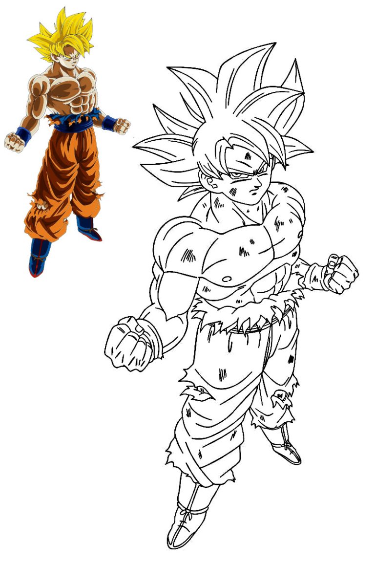 Coloriage Goku Super Saiyan Blue à imprimer