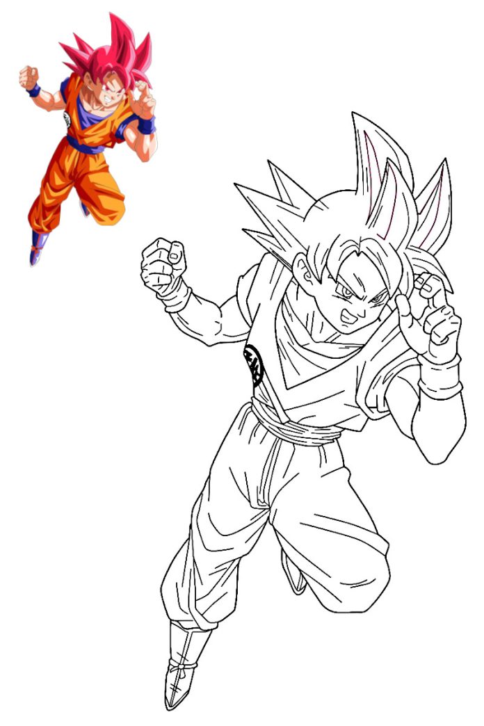 Coloriage Goku Super Saiyan Blue à imprimer