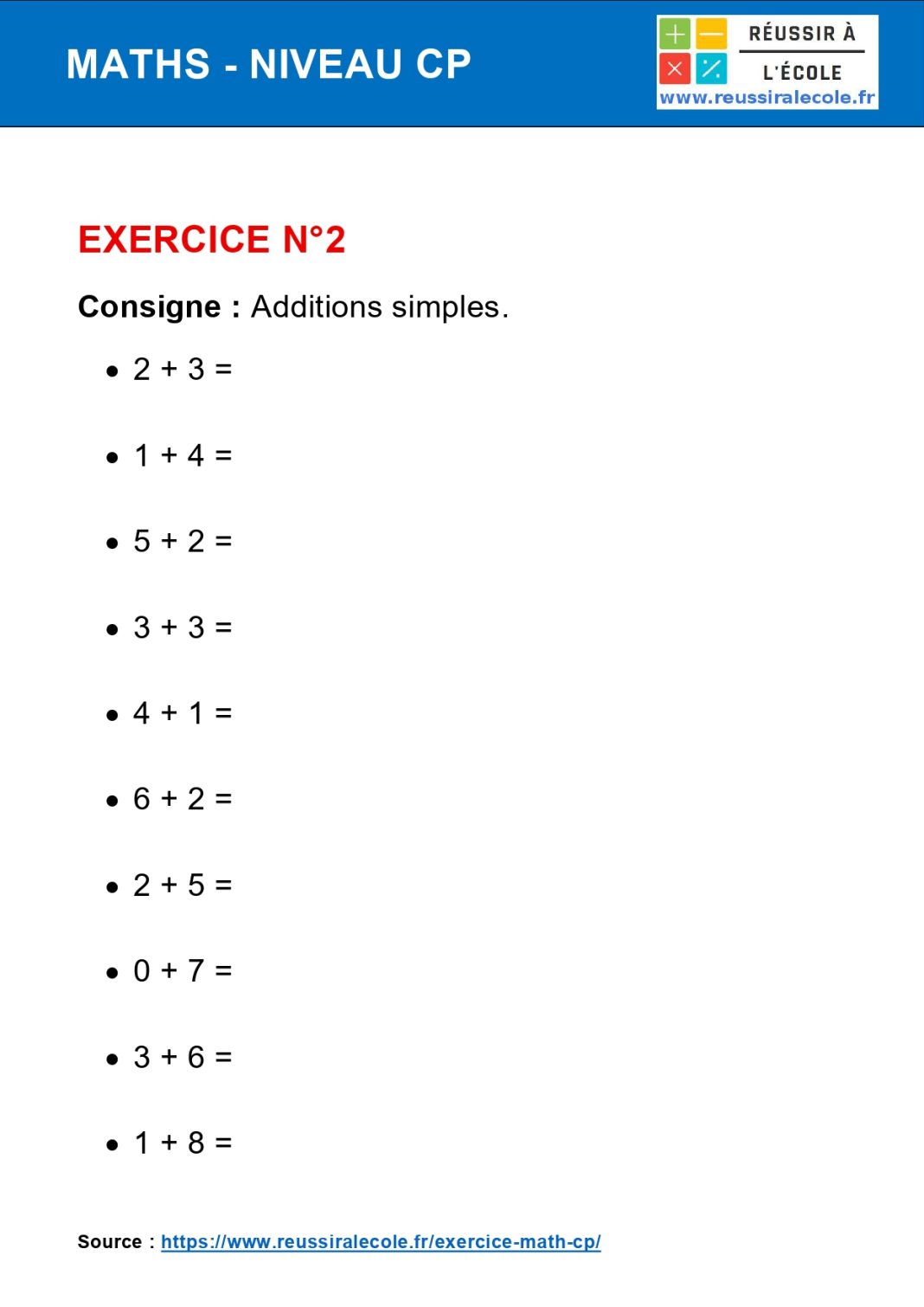 Exercice Math CP : 40 questions avec Corrigé (PDF)