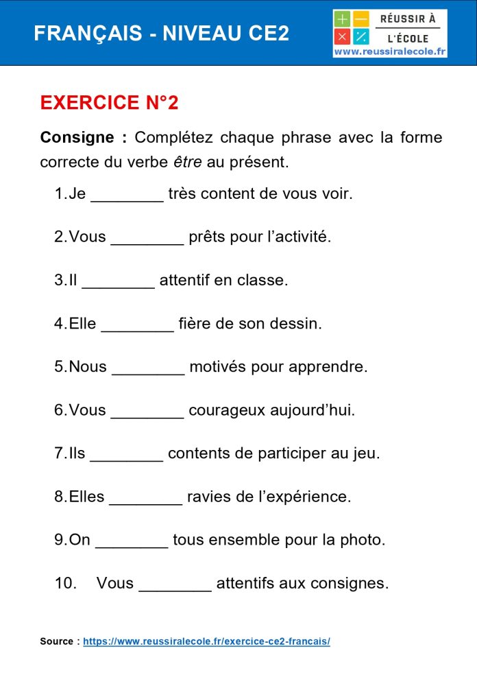 Exercice CE2 Français : 40 questions avec Corrigé (PDF)