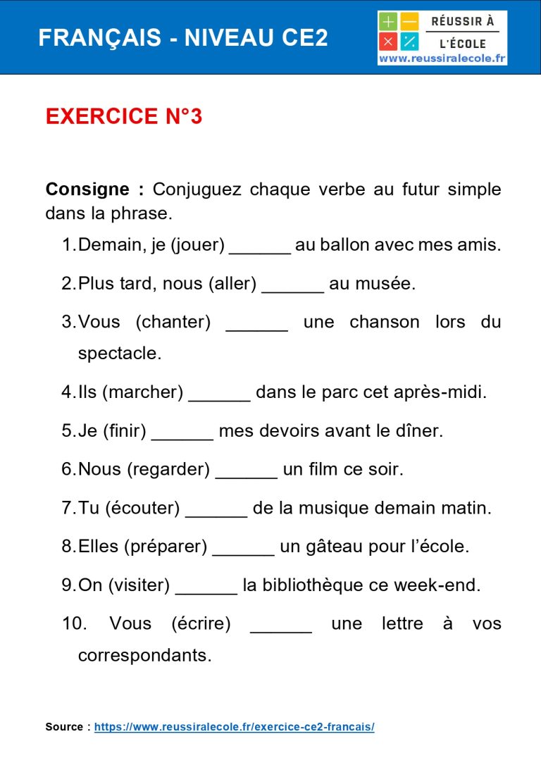 Exercice CE2 Français : 40 questions avec Corrigé (PDF)