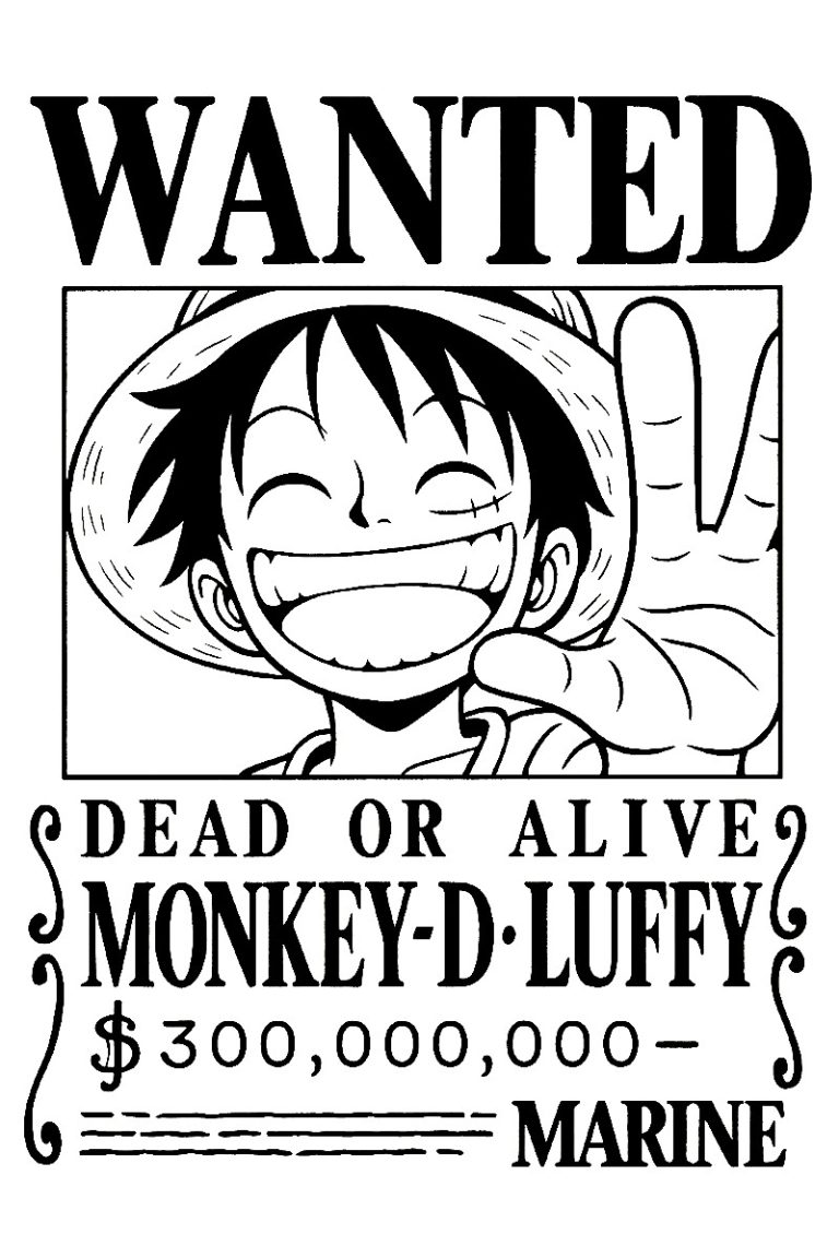 Coloriage One Piece Wanted Luffy