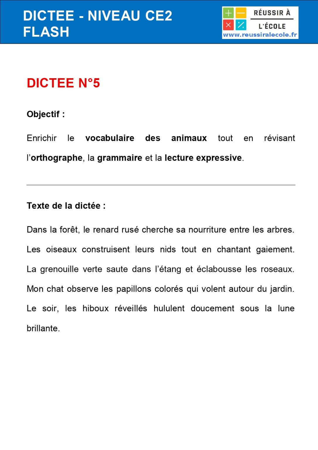 Dictée Flash CE2 : Exercices GRATUITS (PDF)