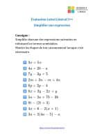 Évaluation Calcul Littéral 5ème avec Corrigés PDF
