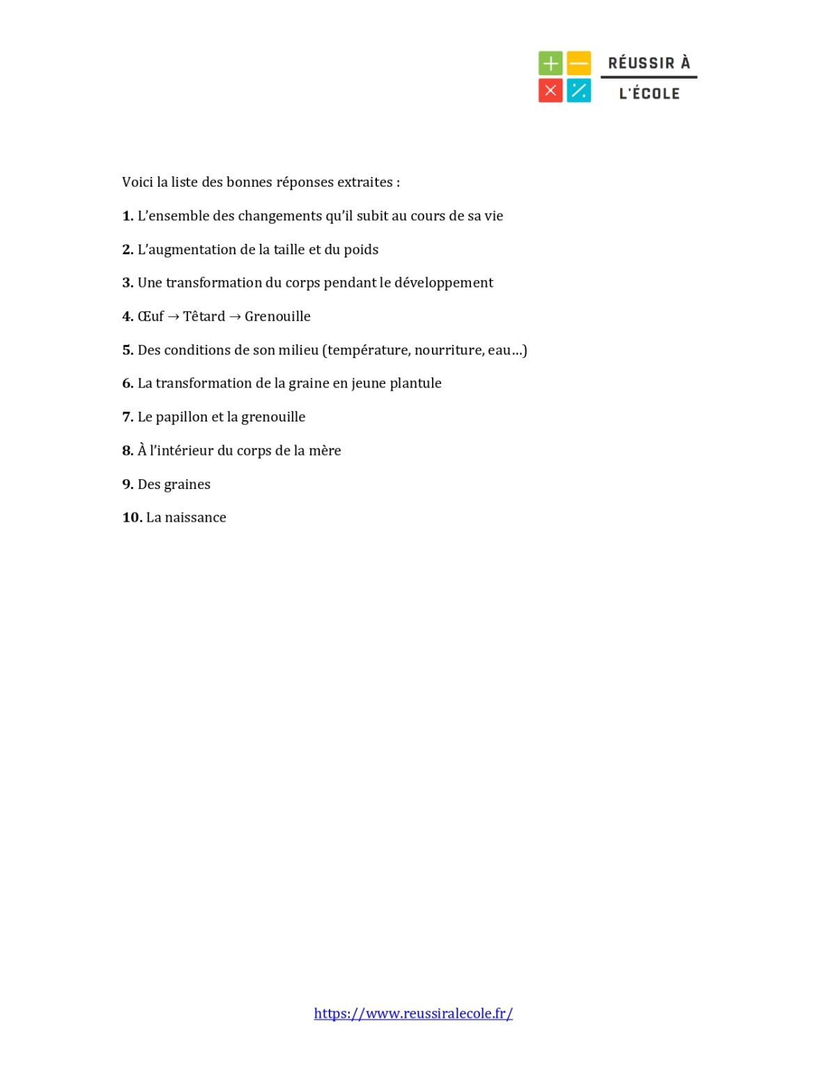 Évaluation SVT 6ème êtres vivants PDF avec Correction