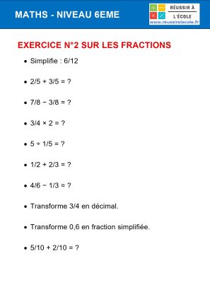 Exercice de Math 6ème avec Correction (PDF)