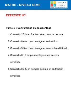 Exercice de Math 6ème avec Correction (PDF)
