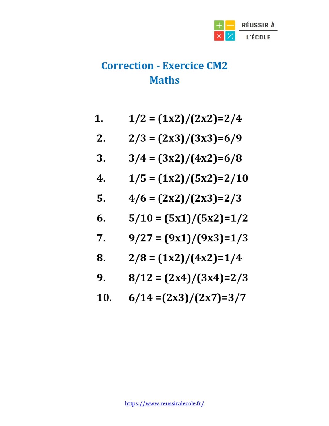 Exercice Maths CM2 : 50 questions avec Corrigé (PDF)
